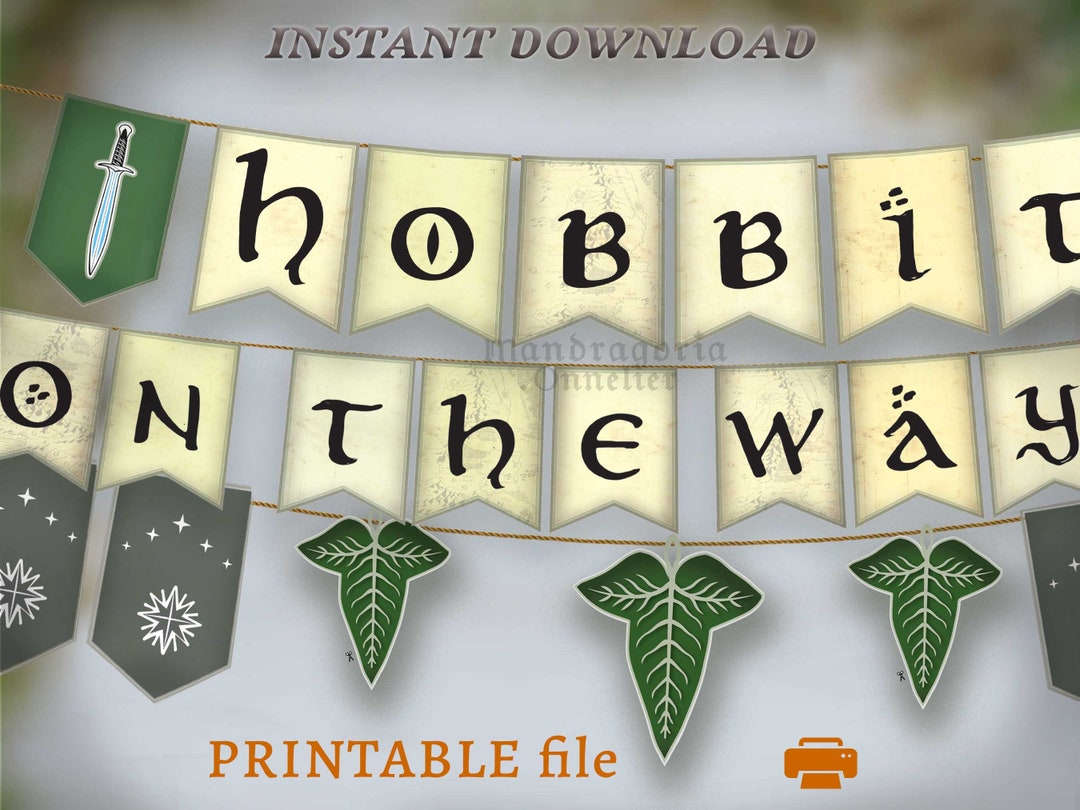 Fantasy Baby Announcement, Hobbitcore Baby Shower Banner, PRINTABLE ...