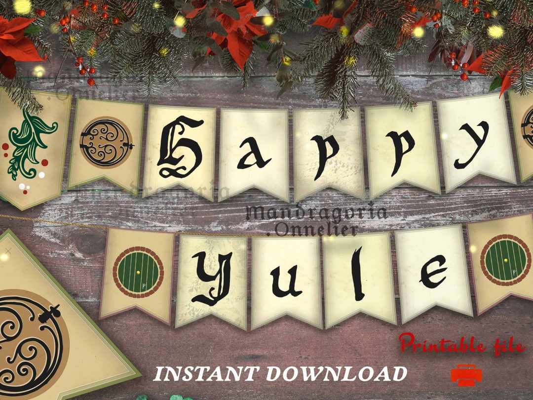 Lotr Yule Banner Hobbitcore Holidays Printable Lord of the - Etsy