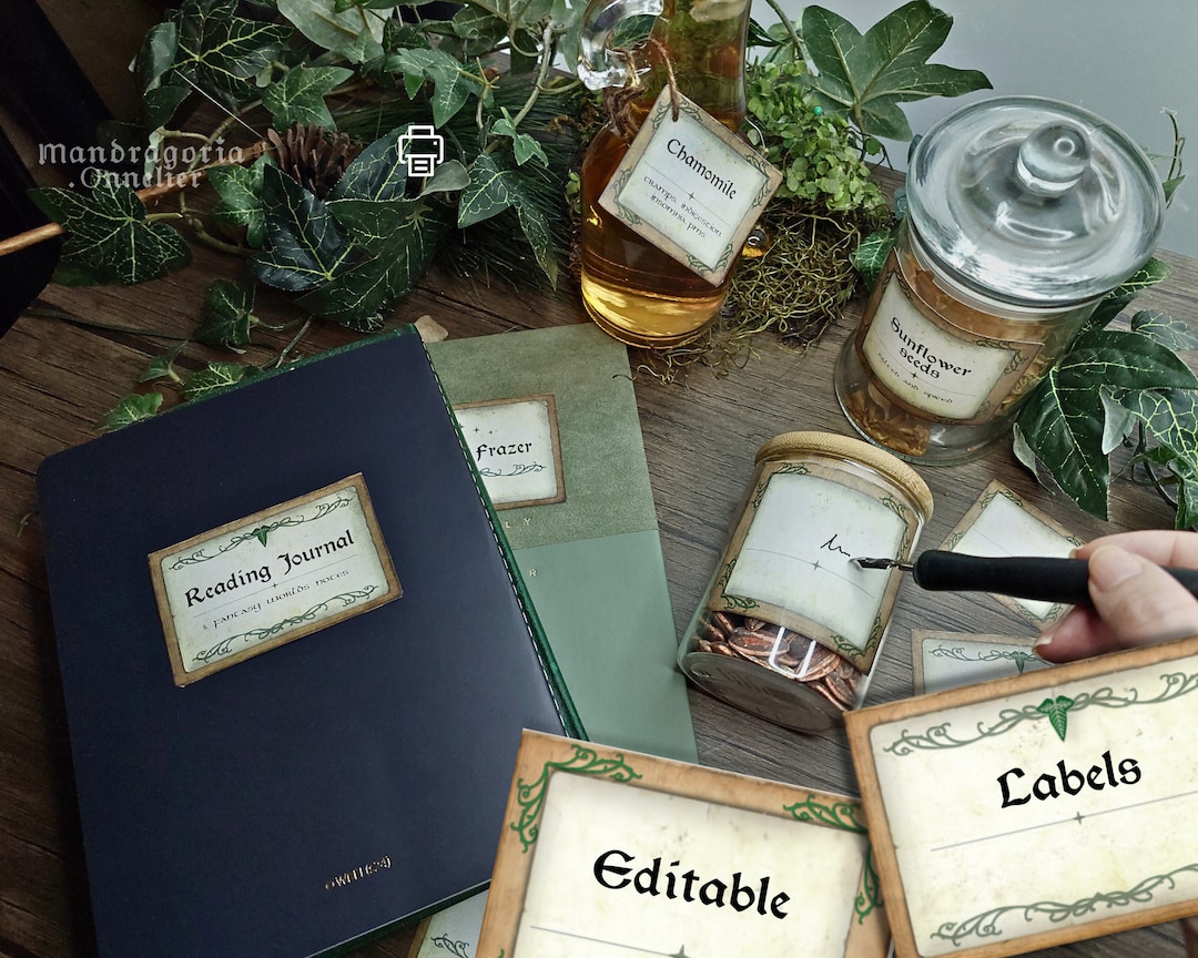Fantasy Labels Printable Template, INSTANT DOWNLOAD Hobbitcore Stickers ...