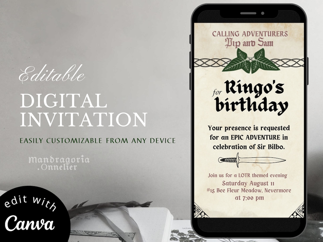 Epic Fantasy Invitation, CUSTOMIZABLE Party Download, Easy Edit ...