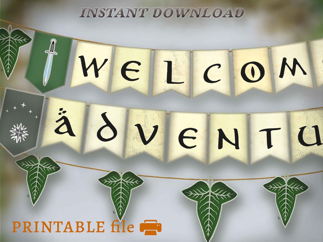 Welcome Adventurers Banner, Printable Epic Medieval Adventure Decor ...