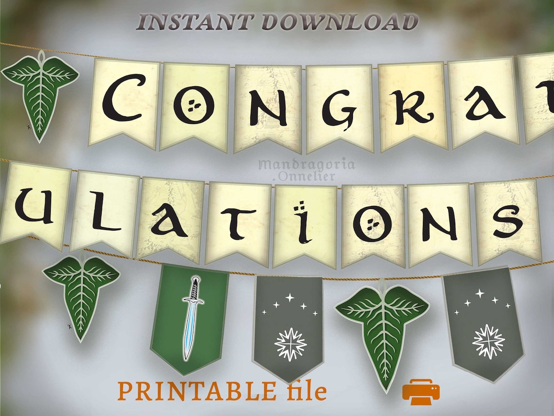 Themed Congratulations Banner Epic Medieval Party Style, PRINTABLE ...