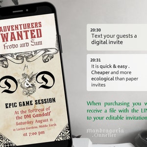 Dnd Invitation, Dungeons and Dragons Party Download, Game Night Invite ...