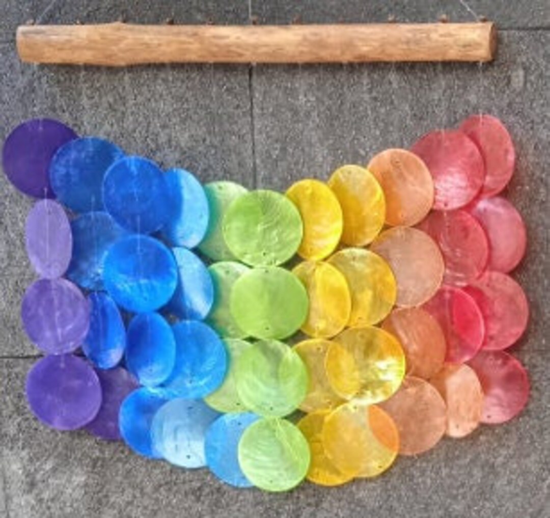 Wind Chime - Capiz Rainbow Circle Wind Chime - Etsy