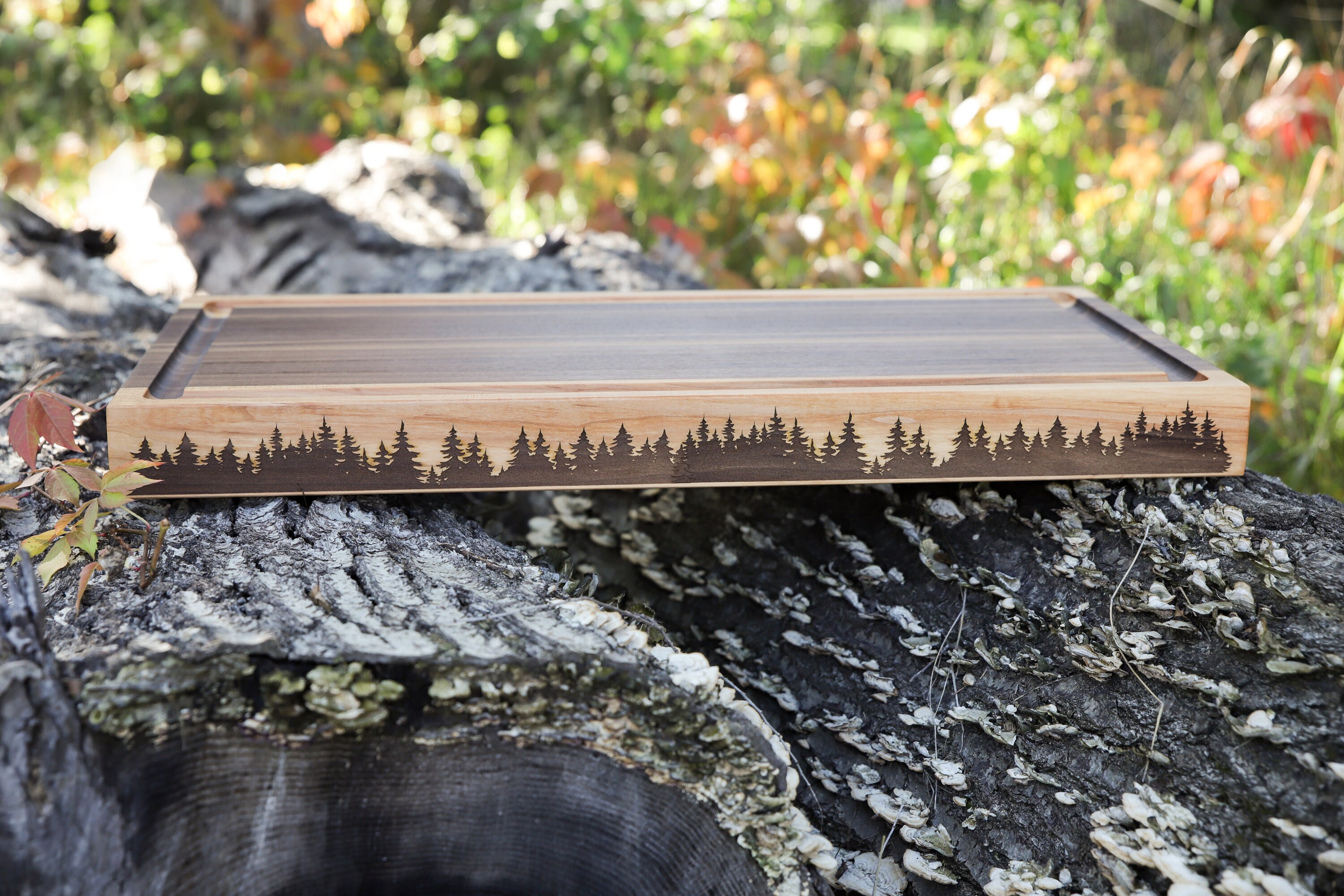 Northwoods Walnut & Maple Cutting Board XL Statement Piece Luxury Laser ...