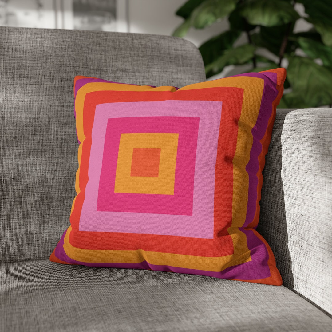 Bright Pink and Orange Throw Pillow Cover, Hot Pink Accent Pillowcase ...