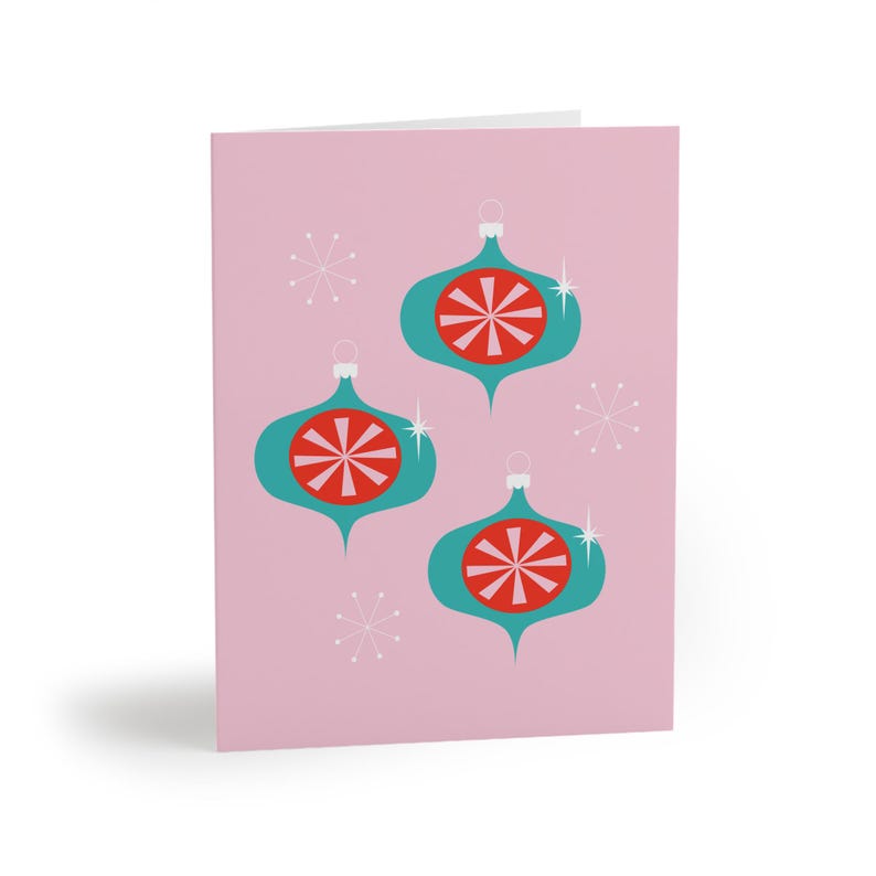 Retro Christmas Cards Set of 8, 16, 24, Mid Century Modern Christmas ...
