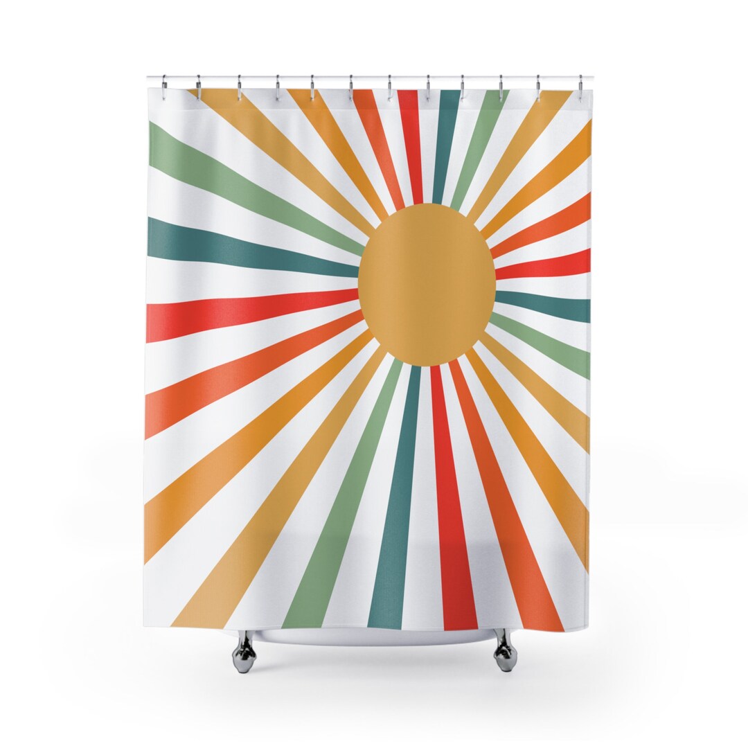 Sun Shower Curtain, Rainbow Sun Shower Curtain, Boho Sun Shower Curtain ...