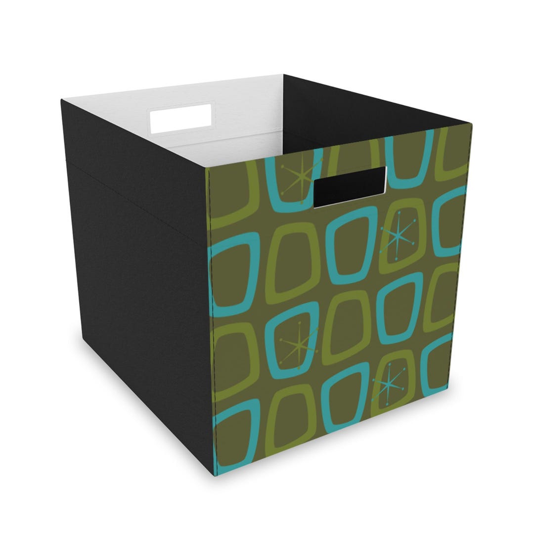 Mid Century Modern Storage Bin Retro Atomic Starburst Cube Organizer ...