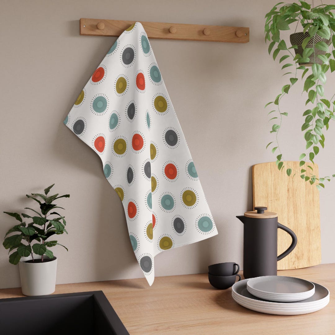 Retro Tea Towels, Mid Century Dish Towel, Vintage Modern Kitchen Decor ...