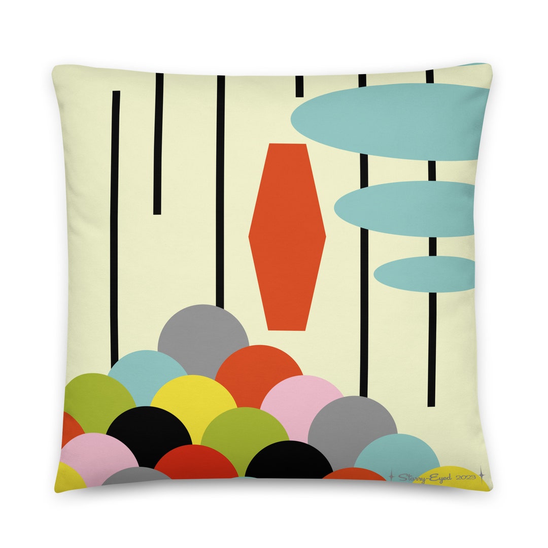 Throw Pillow, Mid-century Modern, Colorful Accent, Abstract, Modernism ...