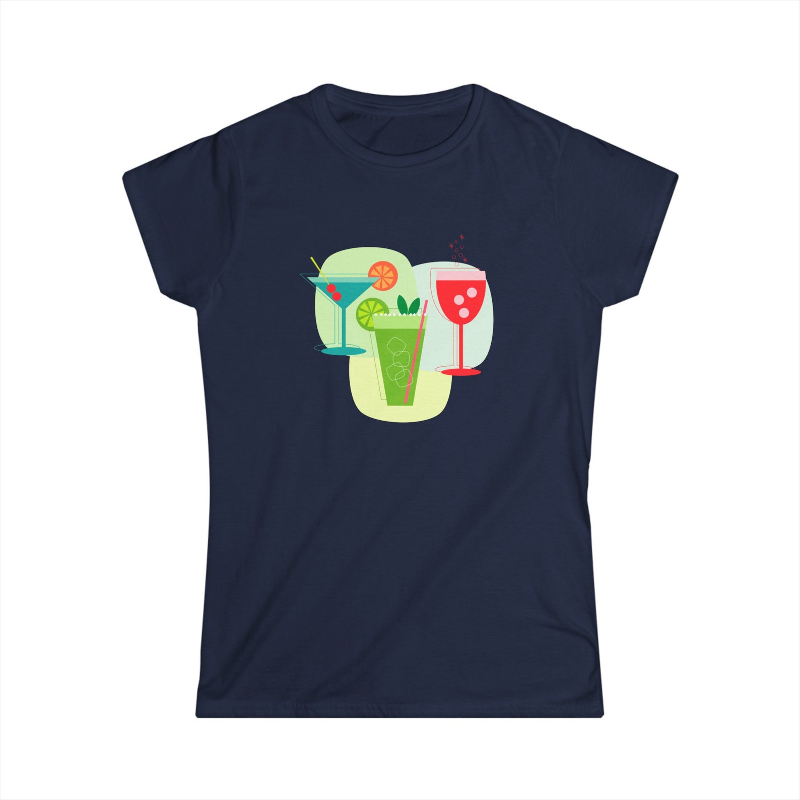 Cocktail T-shirt, Tiki Tropical Drink Women's Tee, Cocktail Hour Retro ...