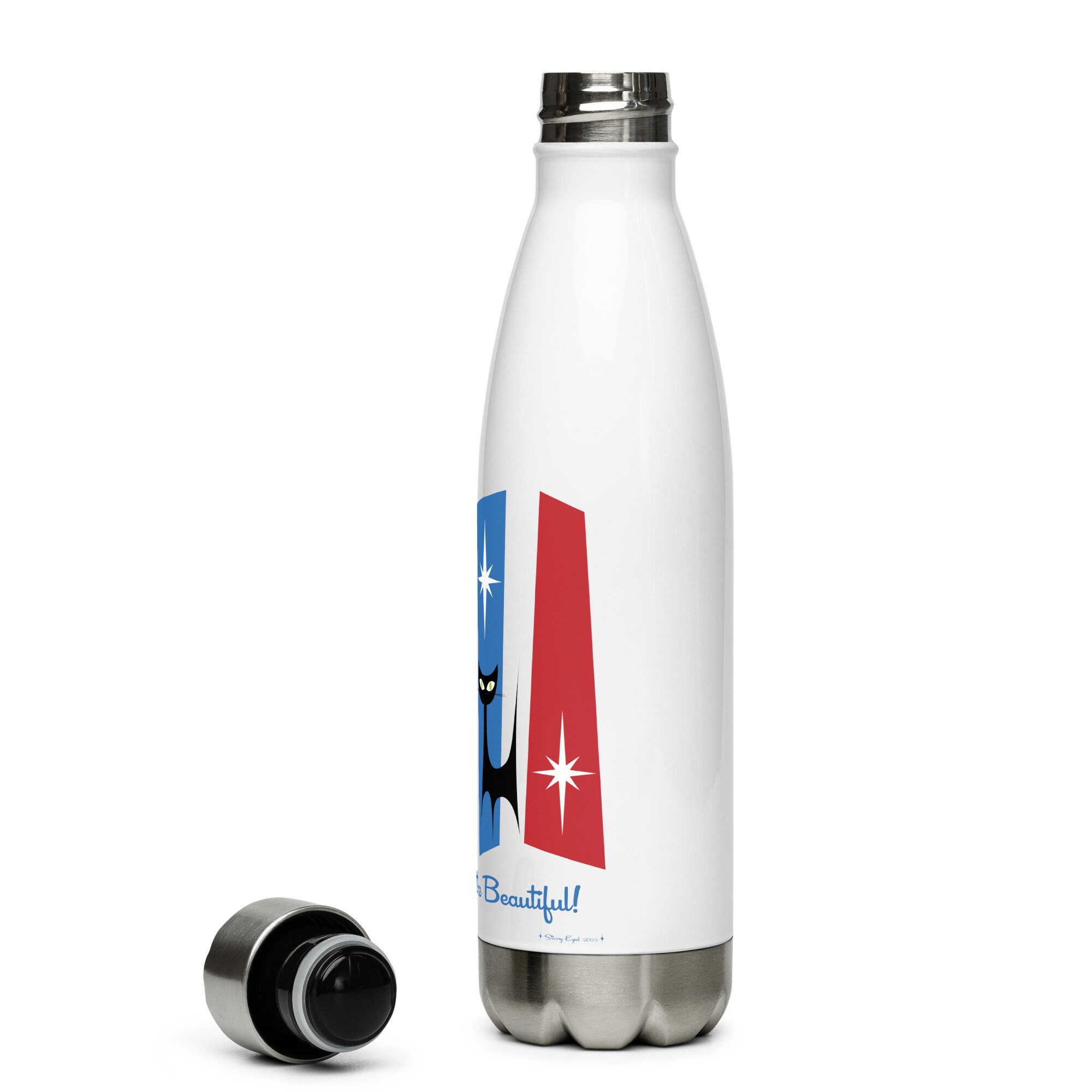 Stainless Steel Water Bottle, 4th of July, Mid-century Modern, Atomic ...
