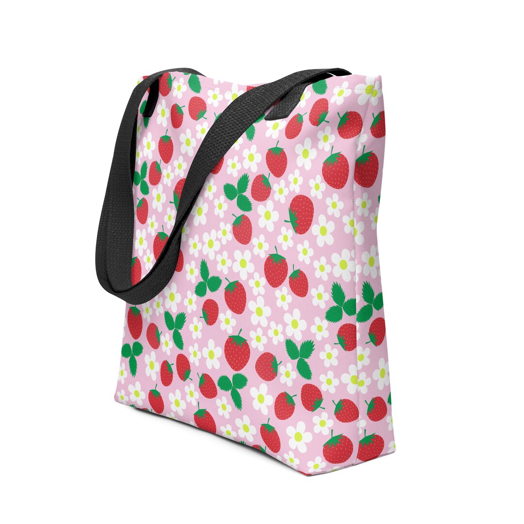 Strawberry Tote Bag, Pink Strawberry Bag, Reuseable Shopping Bag ...