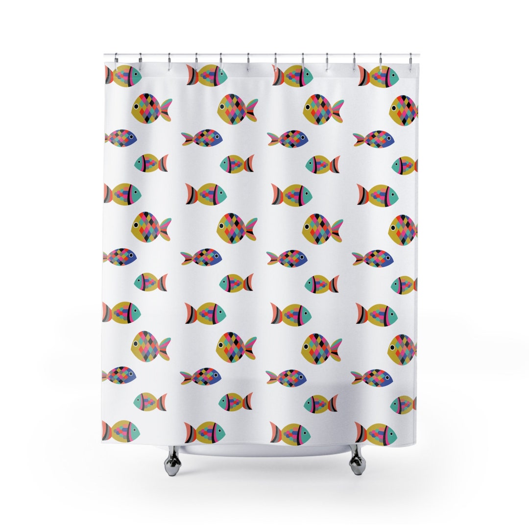 Fish Shower Curtain, Colorful Fish Shower Curtain for Bathtub, Ocean ...
