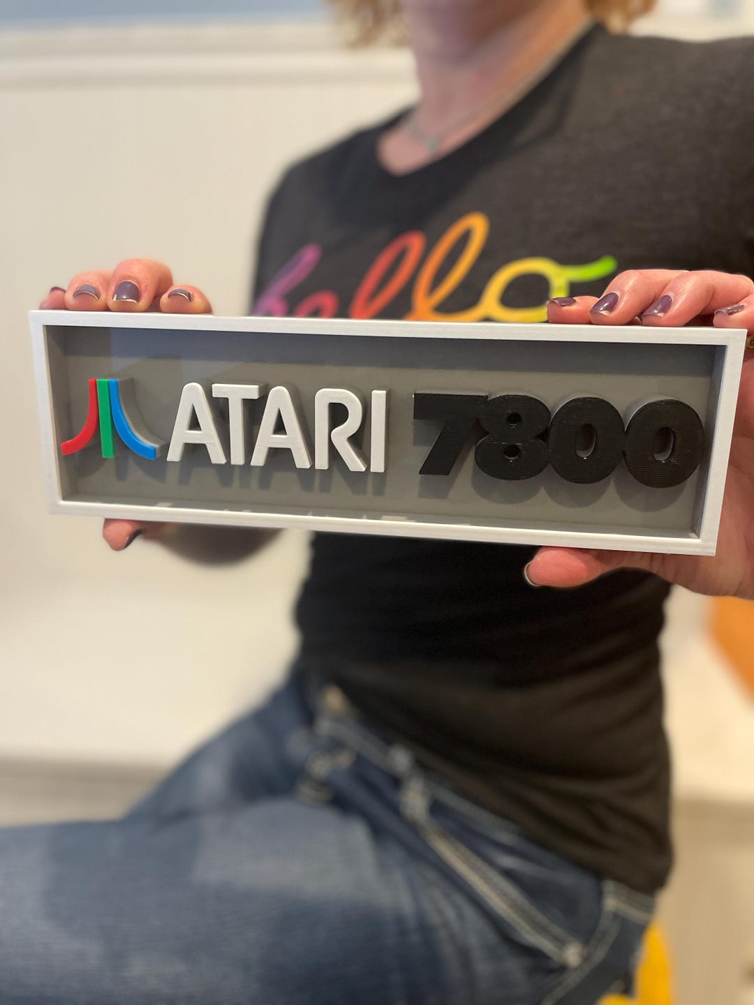 ATARI 7800 3D Printed Game Console Placard, Retro Gaming Console Sign ...