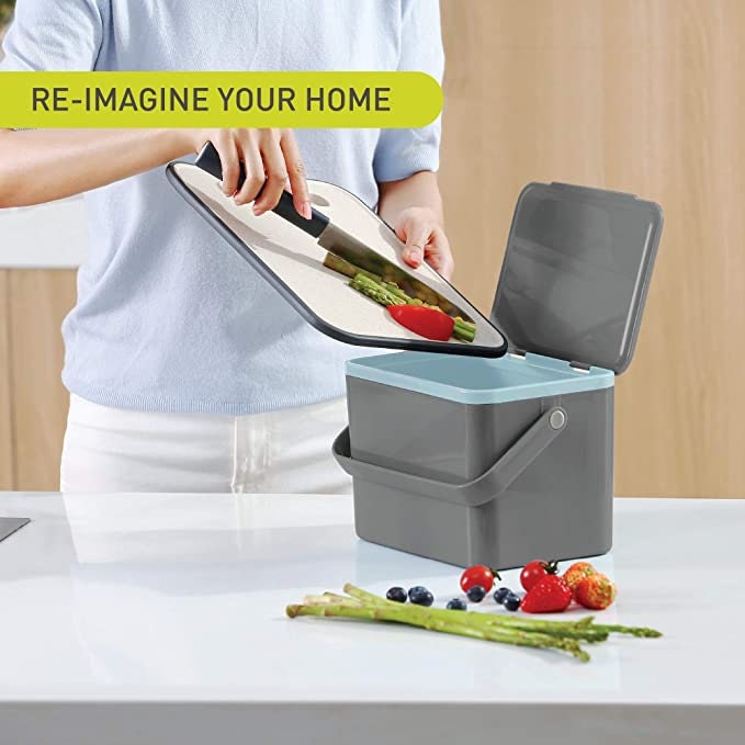 EKO - Deco Food Waste Caddy - Countertop Bin for Compostable Waste ...
