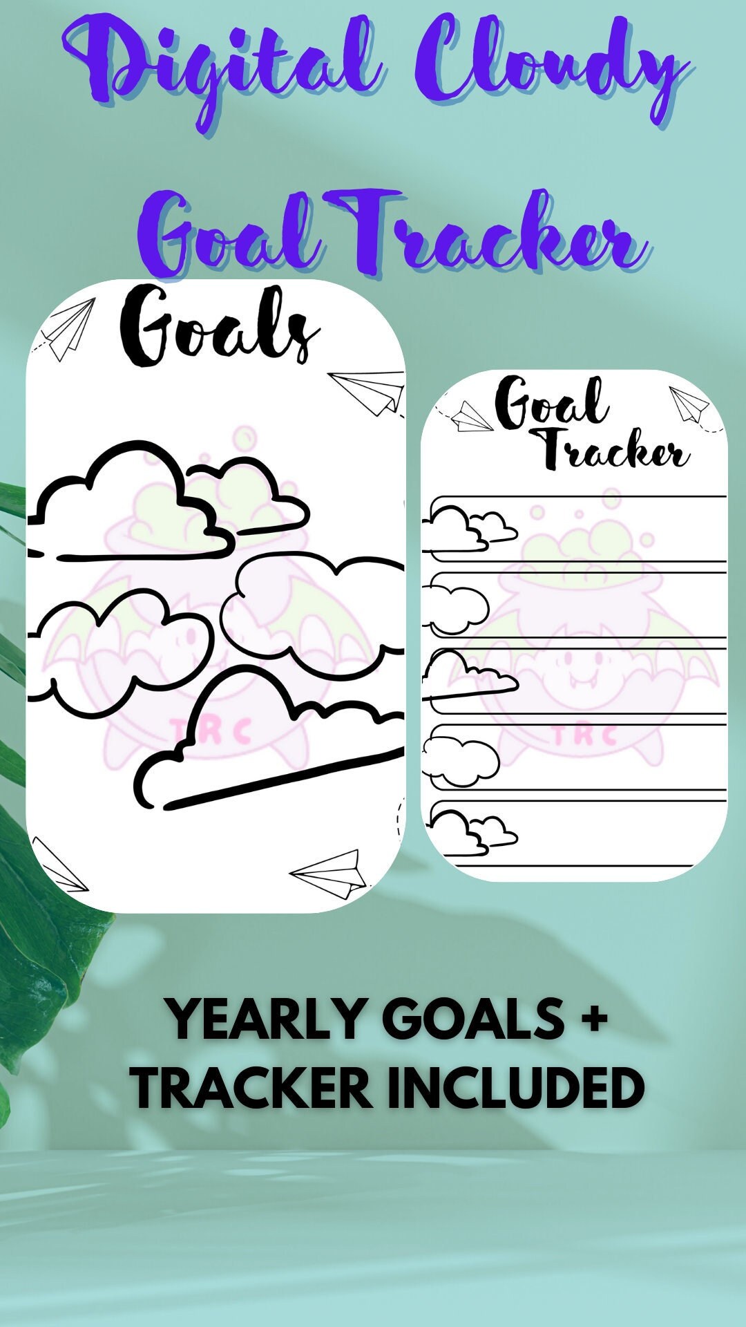 Digital Cloudy Goal Tracker| Creative Goal Tracking| Goal Tracker ...