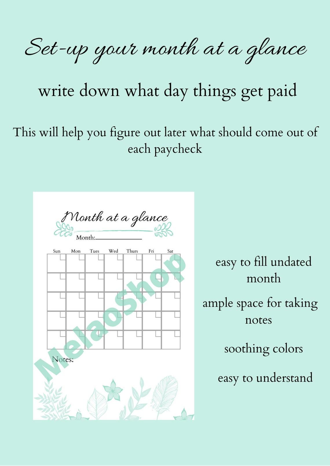 Printable and Digital Monthly Budget Planner | Month at a Glance ...