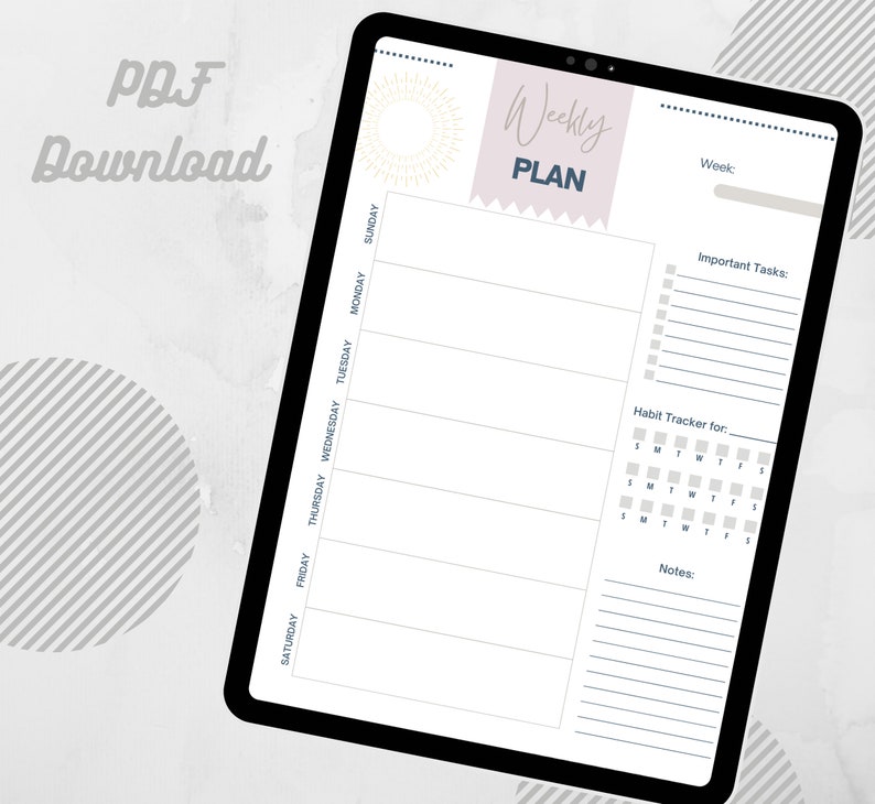 Simple Weekly Planner & Habit Tracker - Etsy