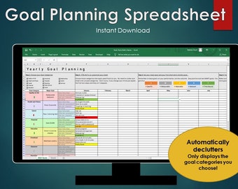 Yearly Career Goal Planning Spreadsheet Excel - Etsy