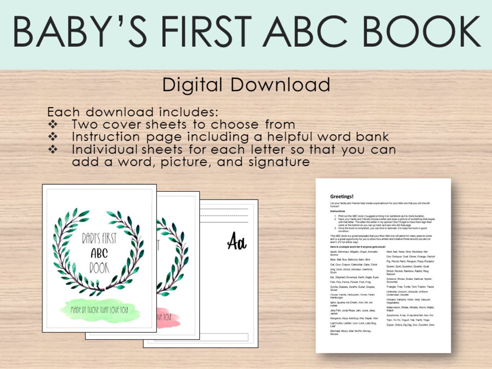 Baby's First ABC Book Print & Color! - Etsy