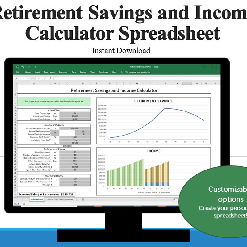 Excel Retirement Template - Etsy