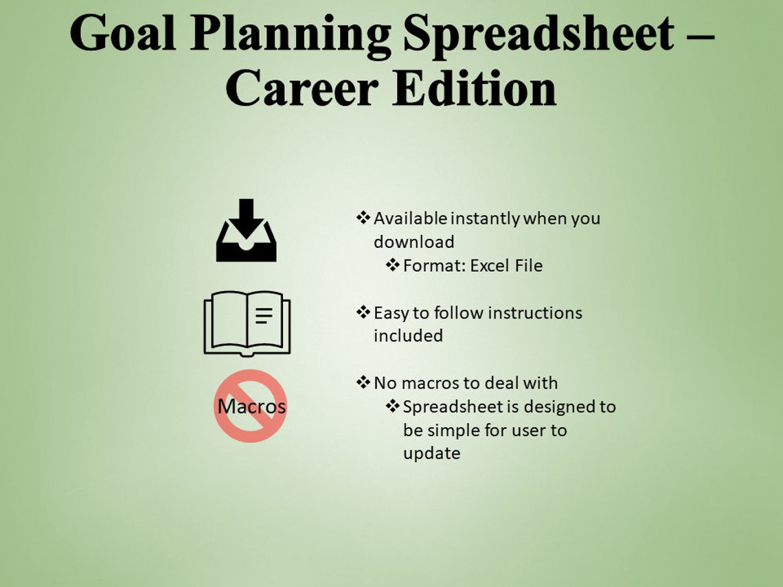 Yearly Career Goal Planning Spreadsheet | Excel - Etsy