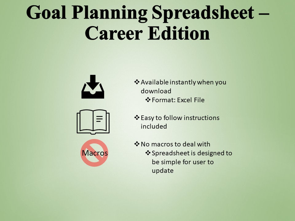 Yearly Career Goal Planning Spreadsheet | Excel - Etsy