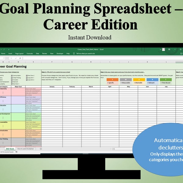 Work Goal Tracker Excel - Etsy Australia