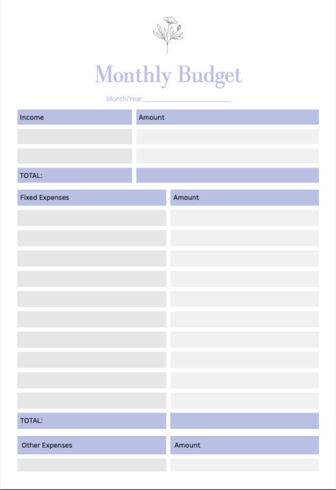 Minimalistic Budget Template - Etsy