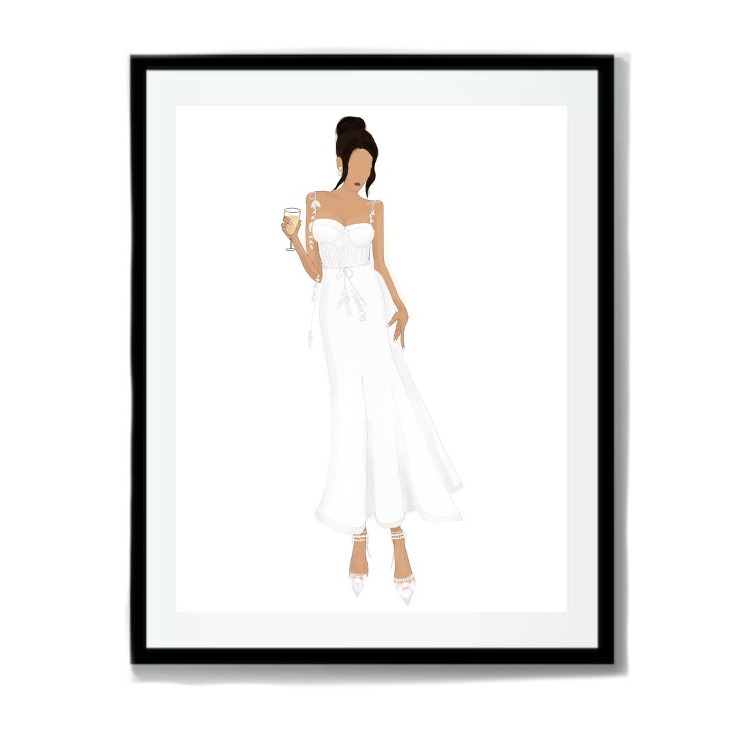 Custom Bridal Illustration | Hand Drawn Bride Art - Digital Art ...