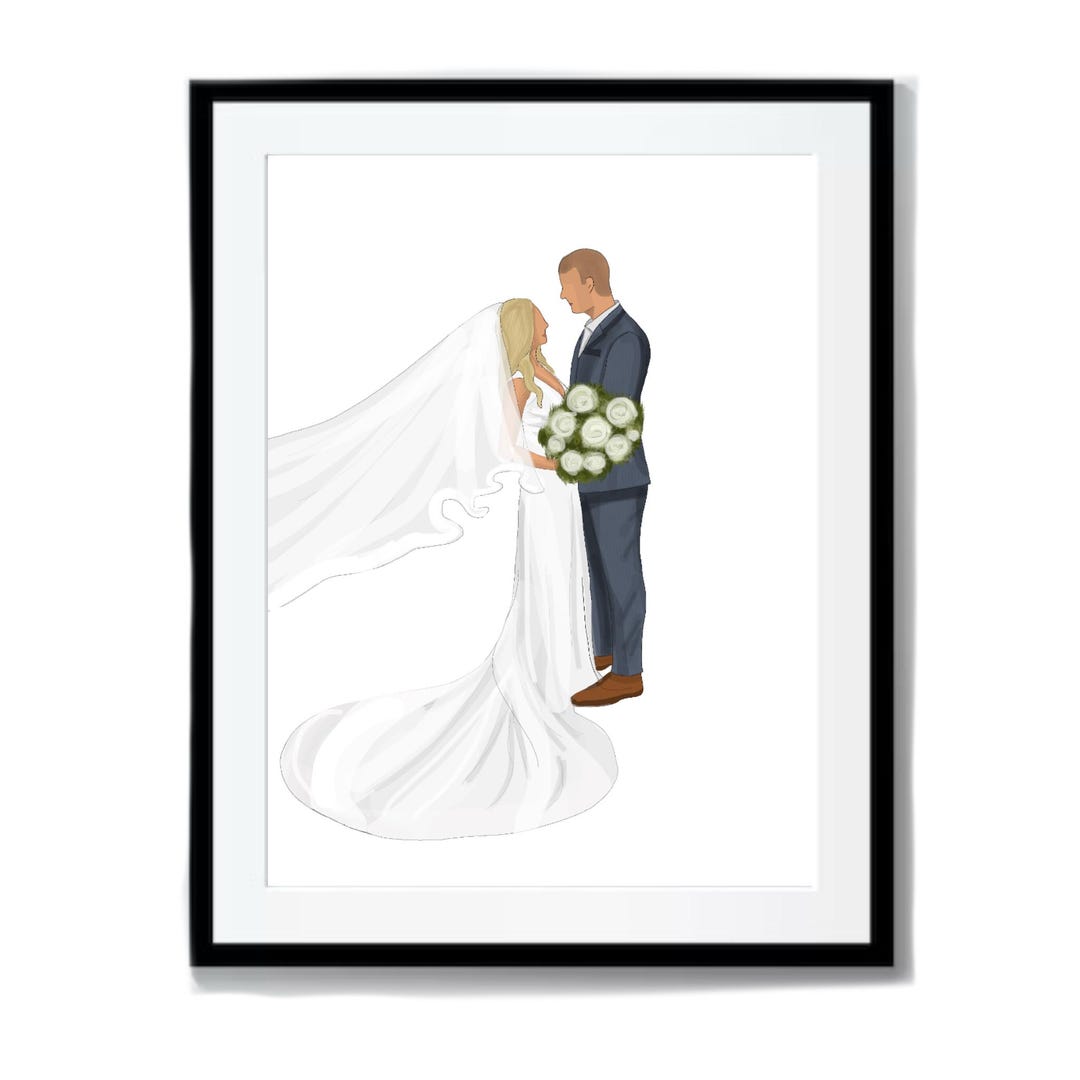 Custom Wedding Illustration | Hand Drawn Bride and Groom Art- Digital ...