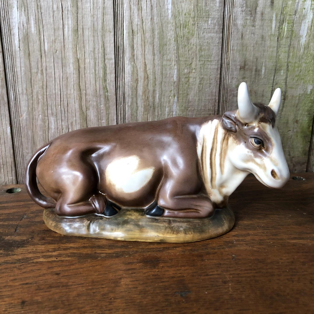 Vintage Ceramic Nativity Cow Oxen - Made in Italy - Etsy