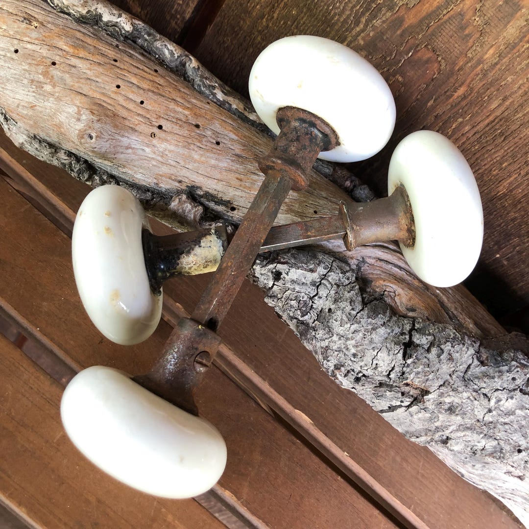 Antique White Porcelain Door Knob Sets With Spindles - Etsy
