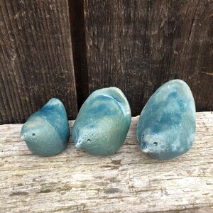 Clay Bluebird Trio - Studio Pottery Blue Birds - Etsy