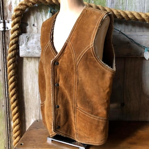 Vintage Sueded Cowhide Western Snap Vest by Grais Size M - Etsy