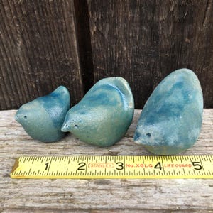Clay Bluebird Trio - Studio Pottery Blue Birds - Etsy
