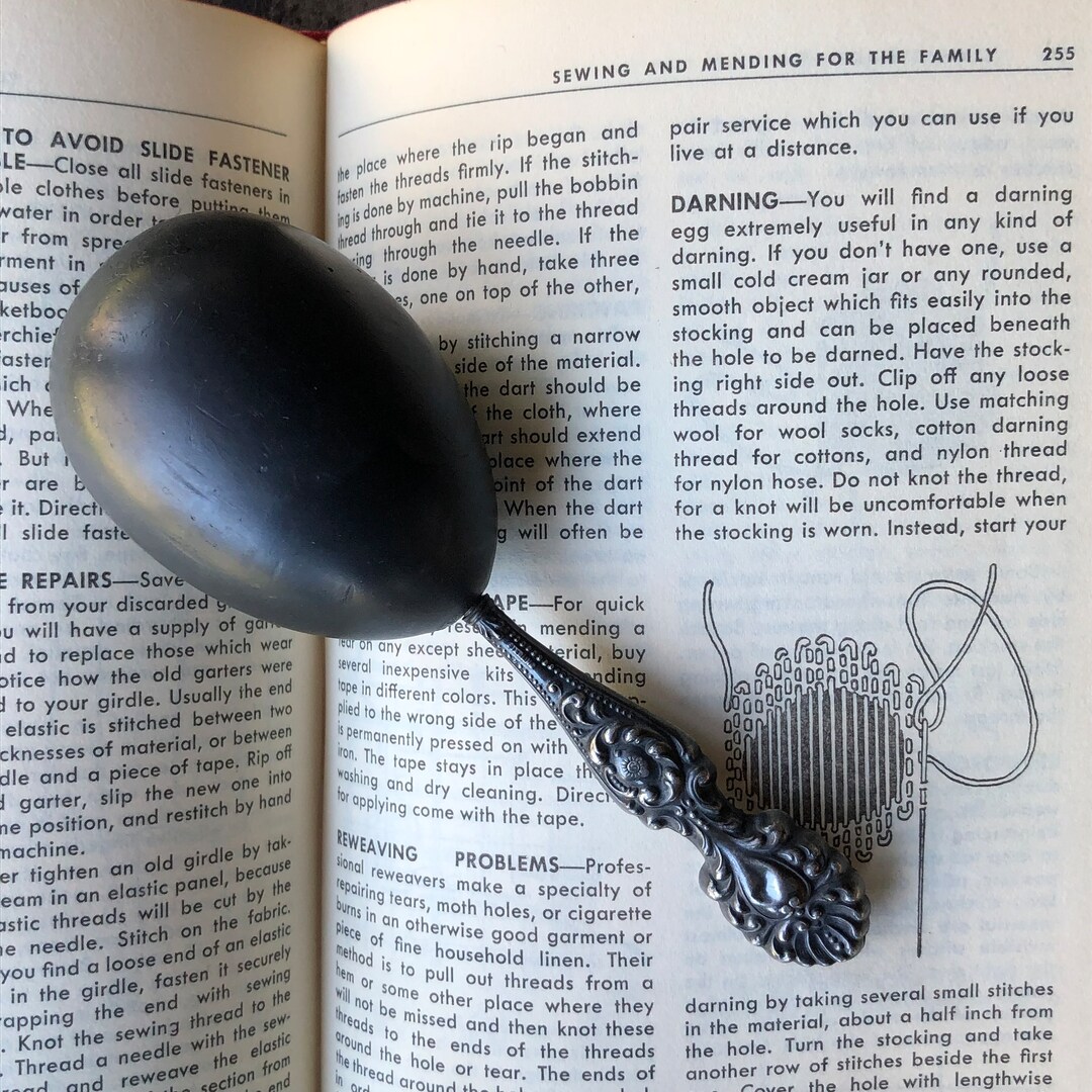 Sterling Victorian Black Darning Egg With Sterling Silver Handle - Etsy