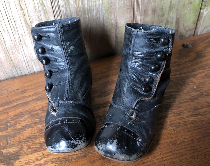 Antique Victorian Leather High Button Shoes - Toddler/child/baby Size ...