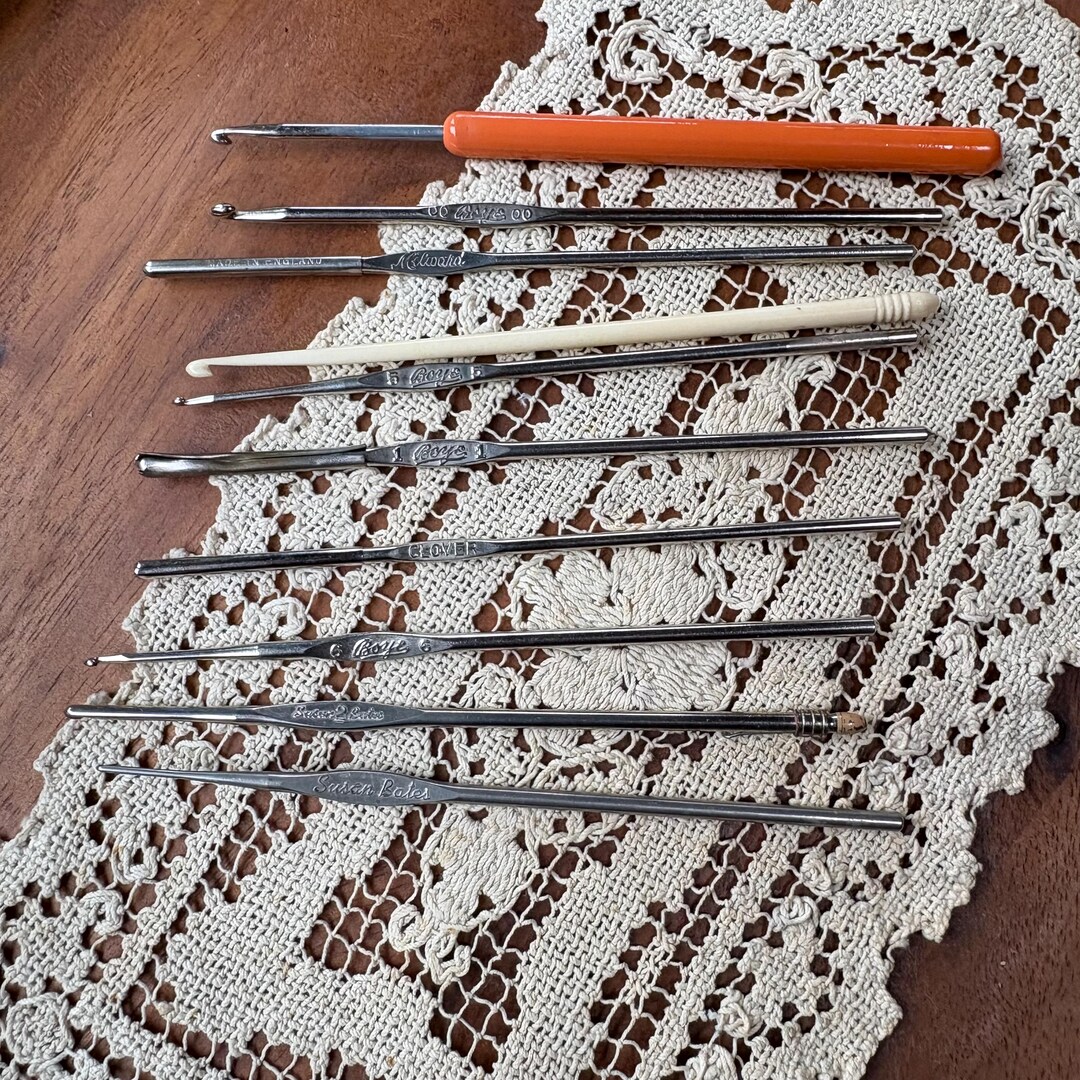 Collection of Steel Crochet Hooks - Milward England - USA - Celluloid ...