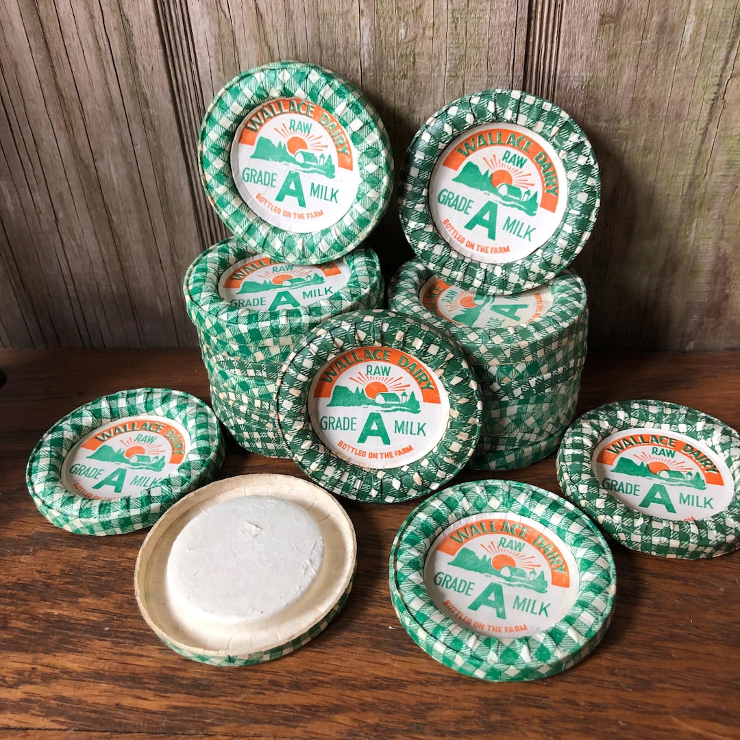Vintage Paper Milk Bottle Caps - Wallace Dairy - New Old Stock - Etsy