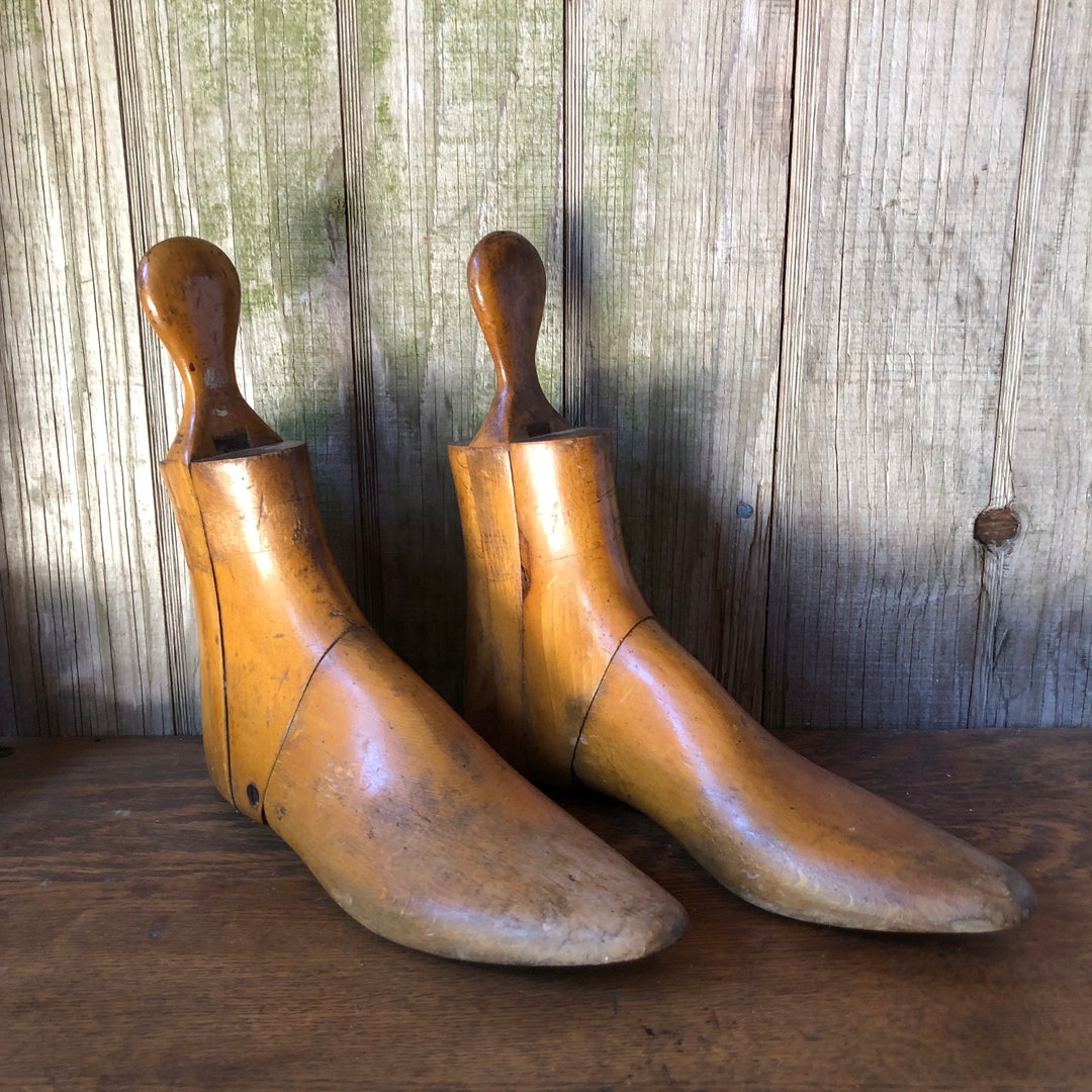 Antique Wood Boot Trees - Vintage Shoe Stretchers - Articulated - Size ...