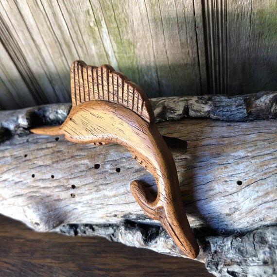 Hand carved wood sailfish - Gem