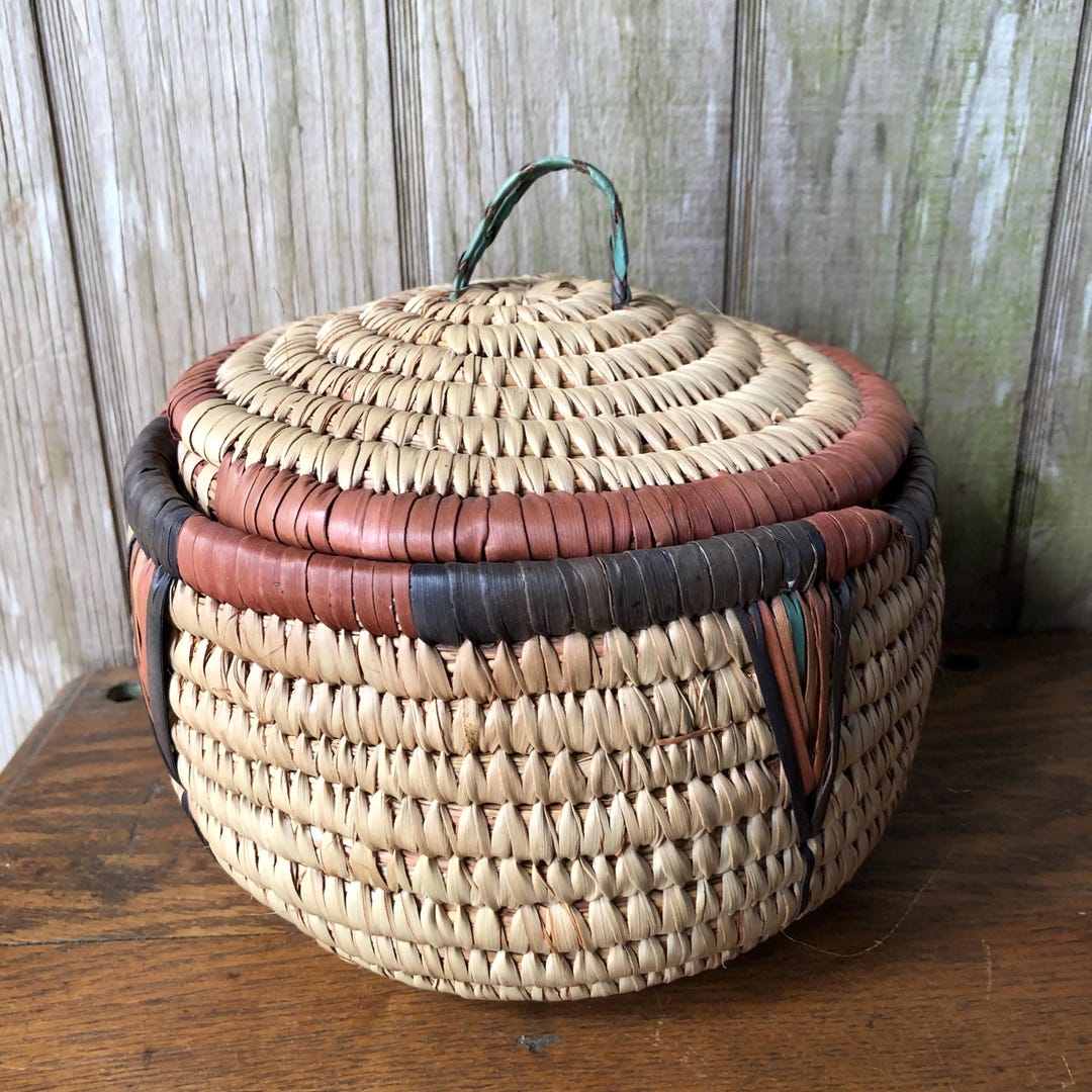 Vintage Large Woven African Hausa Tribal Lidded Basket - Etsy