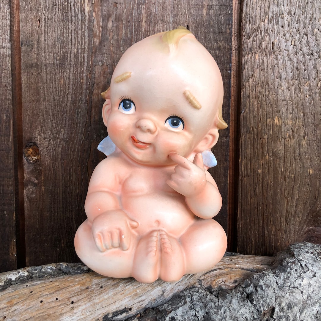 Lefton 145N Kewpie Cherub Angel Coin Bank - Etsy