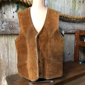Vintage Sueded Cowhide Western Snap Vest by Grais Size M - Etsy