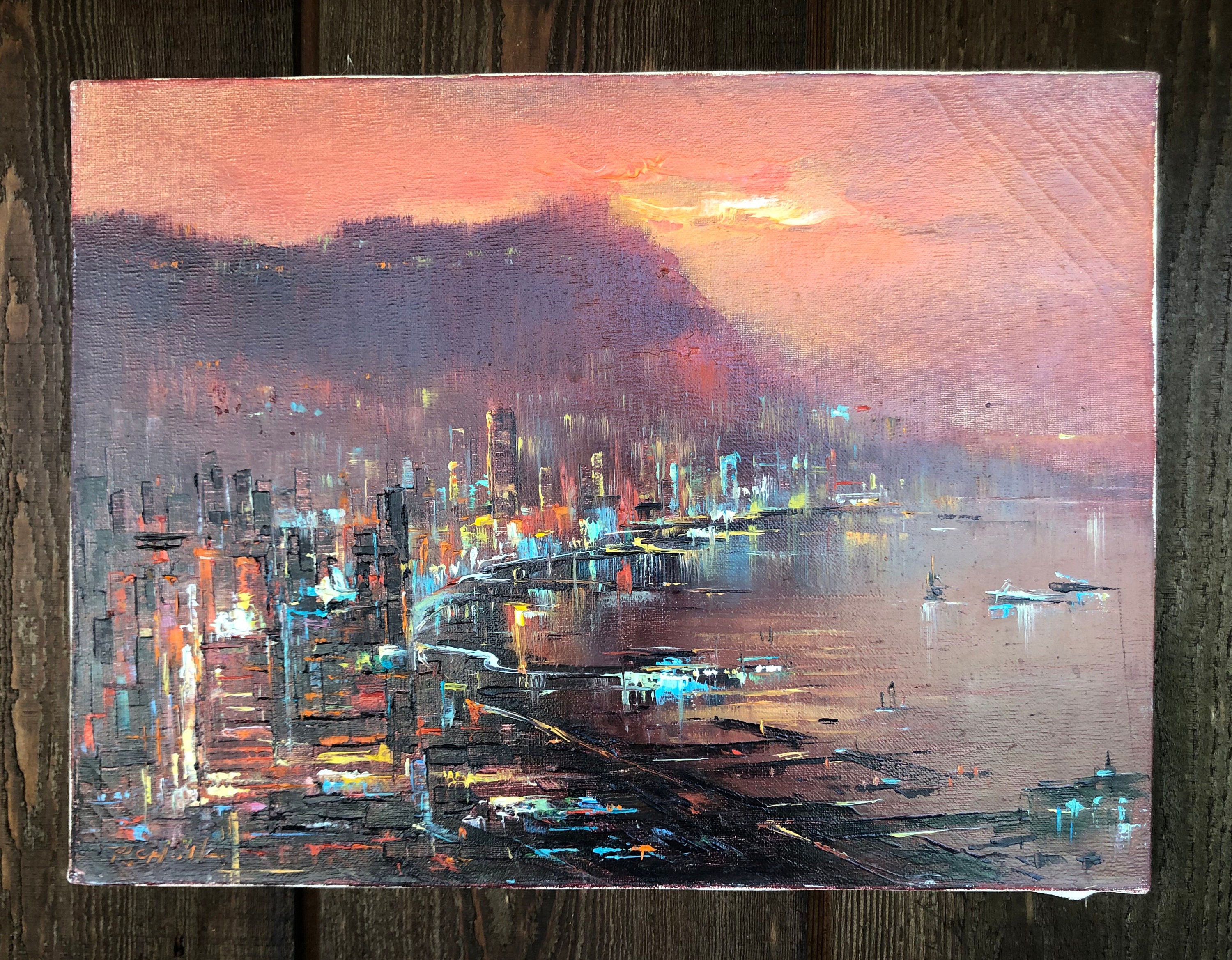 Abstract Expressionist Cityscape Night Paintings
