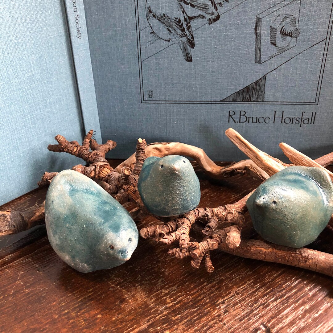 Clay Bluebird Trio Studio Pottery Birds - Etsy
