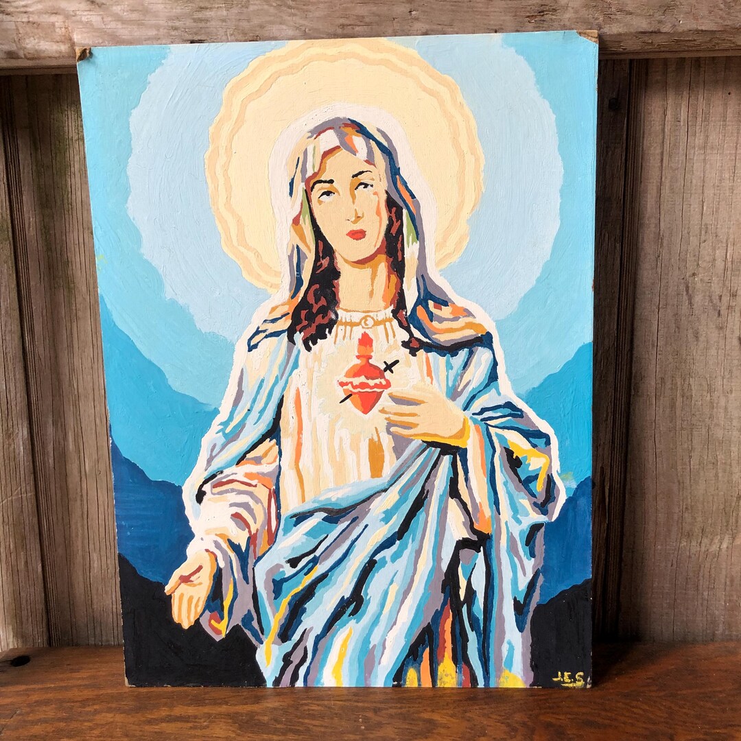 Virgin Mary Paint by Number - Madonna Sacred Heart - Etsy